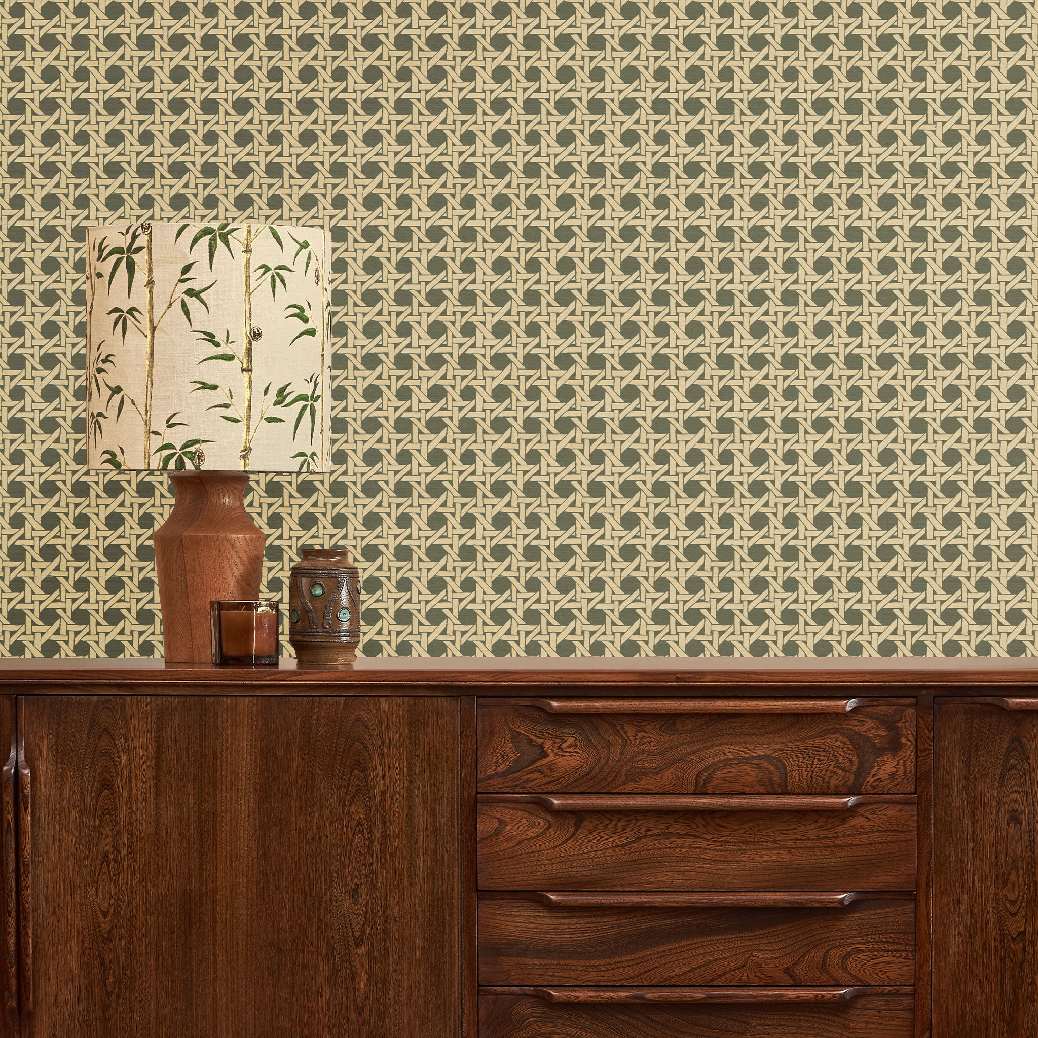 Rattan in Pistachio - Wallpaper – Poodle & Blonde