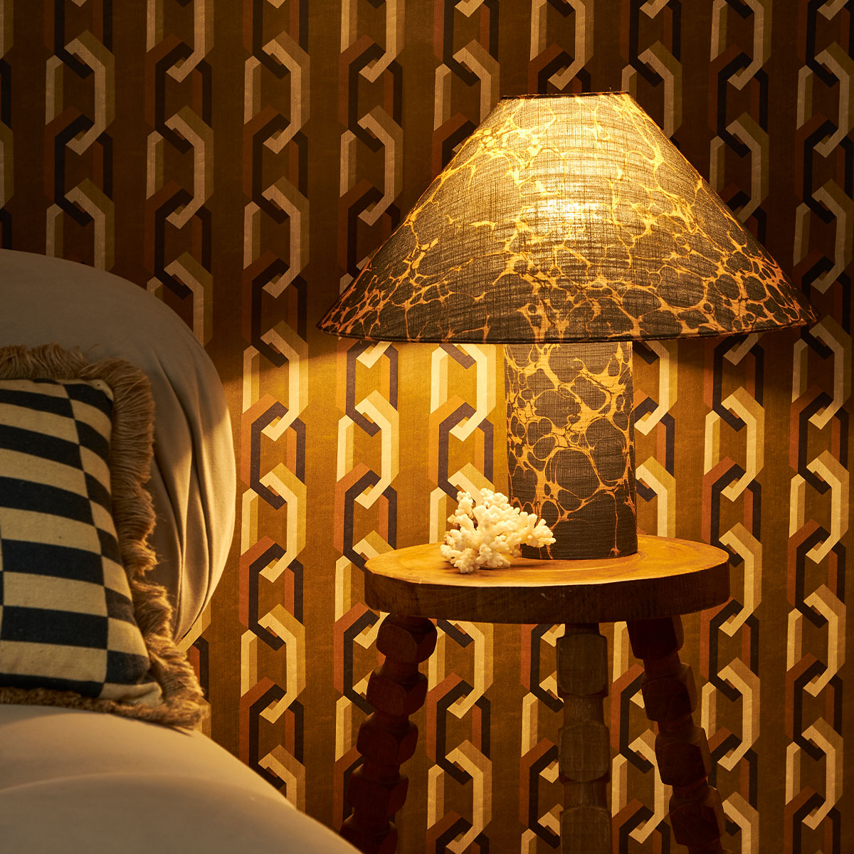 Margate Marble Linen Cone Table Lamp - Tobacco Ink – Poodle & Blonde
